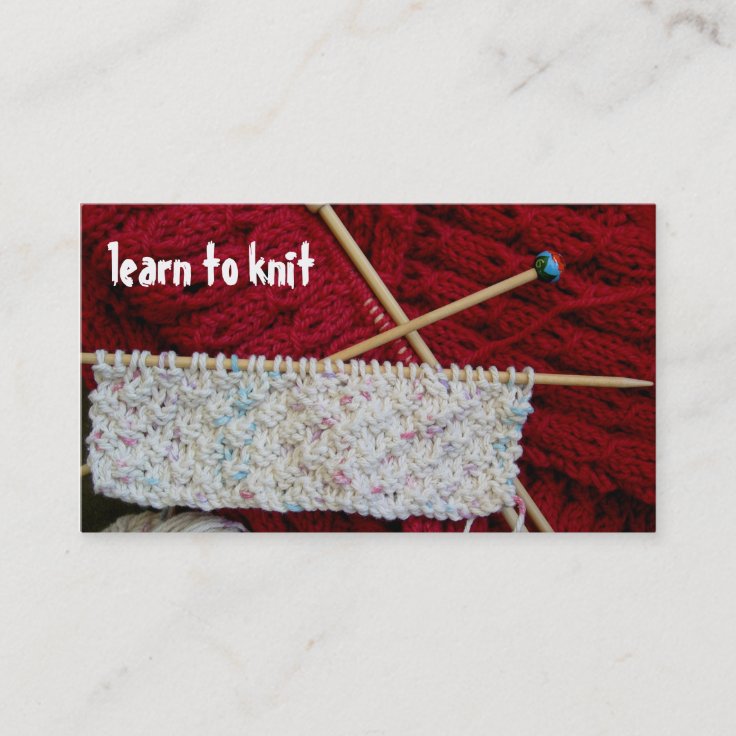 Learn to Knit Business Card Template | Zazzle