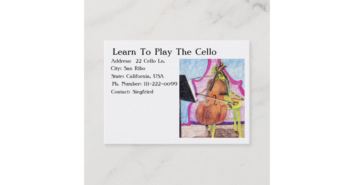 Learn To Play The Cello Business Card | Zazzle