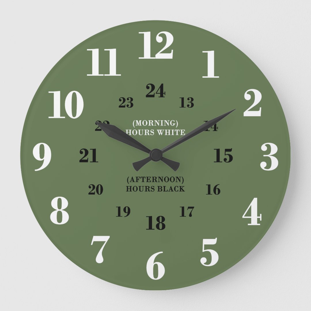 Learn to Tell Military Time Olive Army Wall Clock | Zazzle