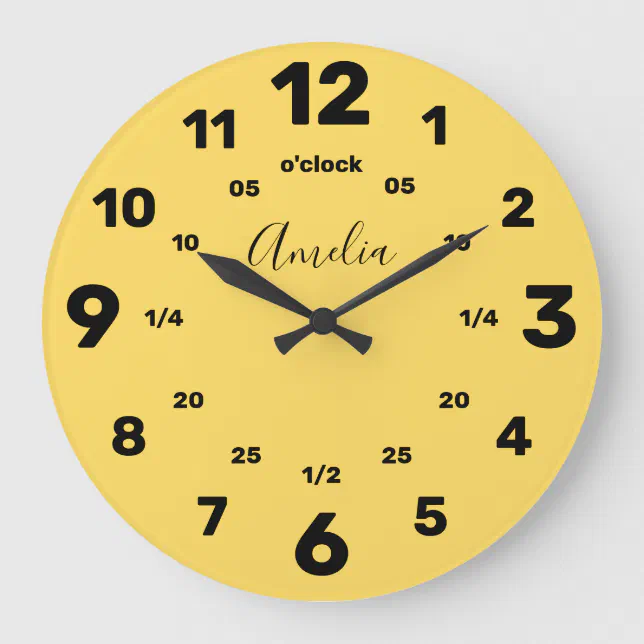 Learn To Tell The Time | Personalized | Name Large Large Clock | Zazzle