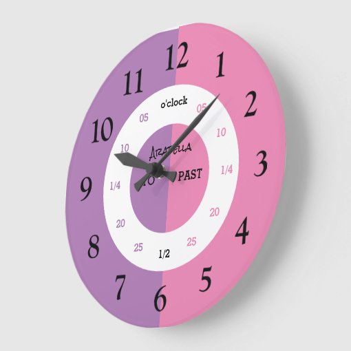 Learn To Tell The Time | Personalized | Name Large Large Clock | Zazzle
