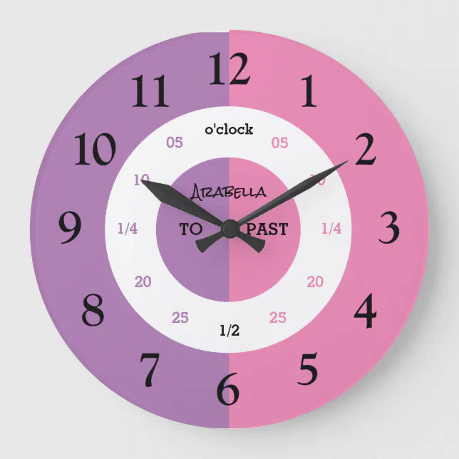 Learn To Tell The Time | Personalized | Name Large Large Clock | Zazzle