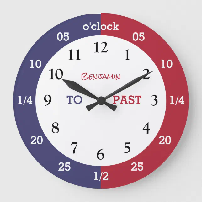 Learn To Tell The Time | Personalized | Name Large Large Clock | Zazzle