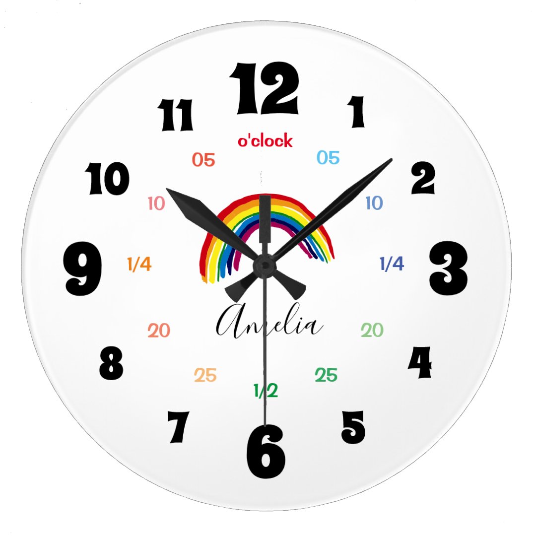 Learn To Tell The Time | Personalized | Name Large Large Clock | Zazzle