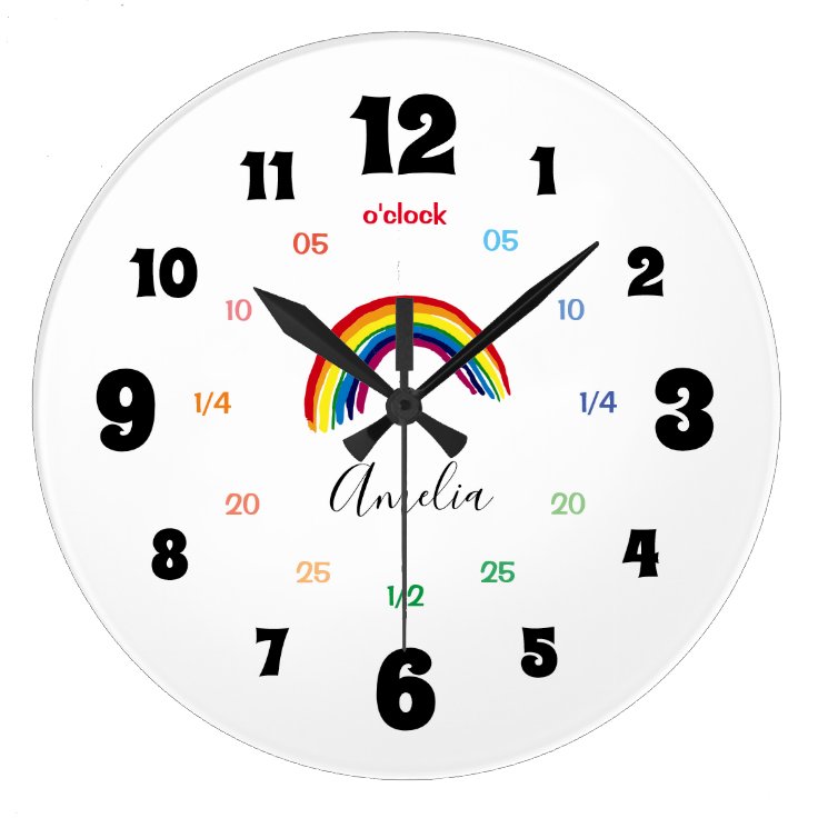 Learn To Tell The Time | Personalized | Name Large Large Clock | Zazzle