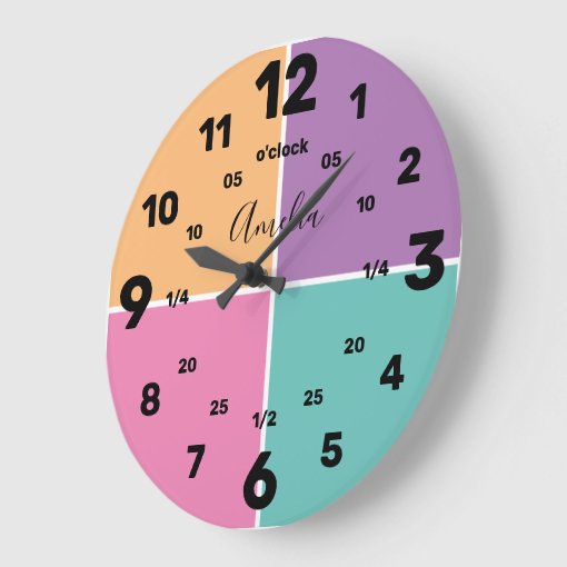 Learn To Tell The Time | Personalized | Name Large Large Clock | Zazzle