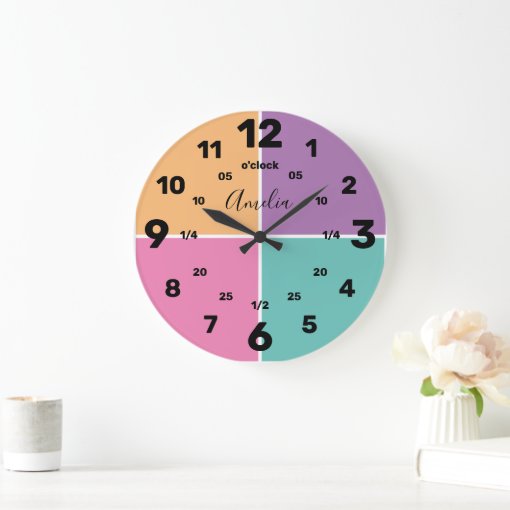 Learn To Tell The Time | Personalized | Name Large Large Clock | Zazzle