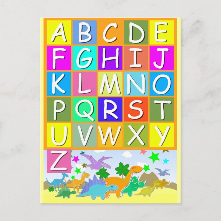 Learn your ABC With Dinosaurs Alphabet Postcard | Zazzle
