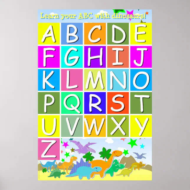 Learn your ABC With Dinosaurs Reading Letters Poster | Zazzle