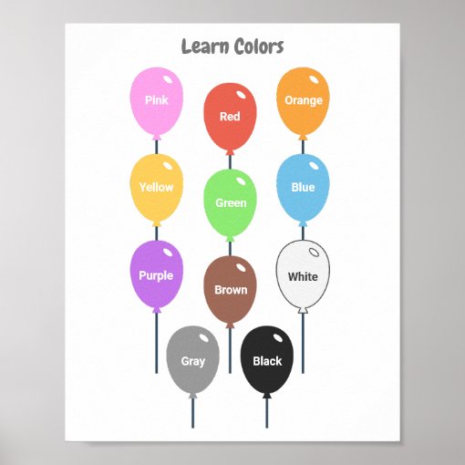 Learning Colors with balloons Poster | Zazzle