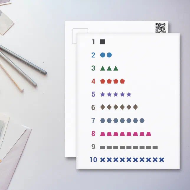 Learning Count to 10 geometric shapes Postcard | Zazzle