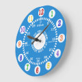 Learning to Tell Time (Blue) Large Clock | Zazzle