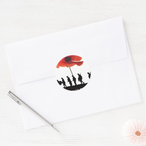 LEAST WE FORGET SOLDIERS MARCHING CLASSIC ROUND STICKER | Zazzle