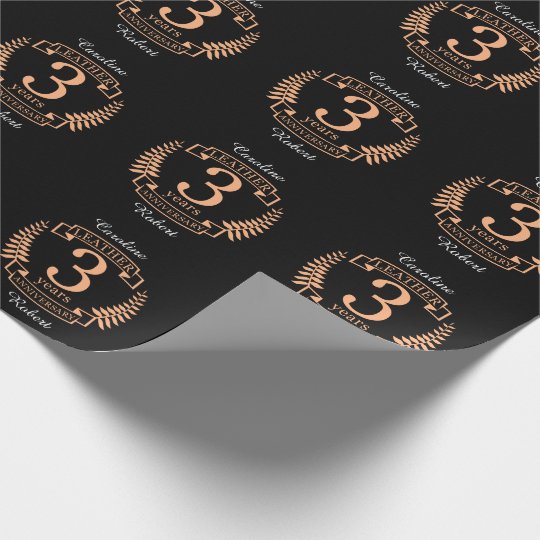 Leather 3 years wedding anniversary wrapping paper | Zazzle.com