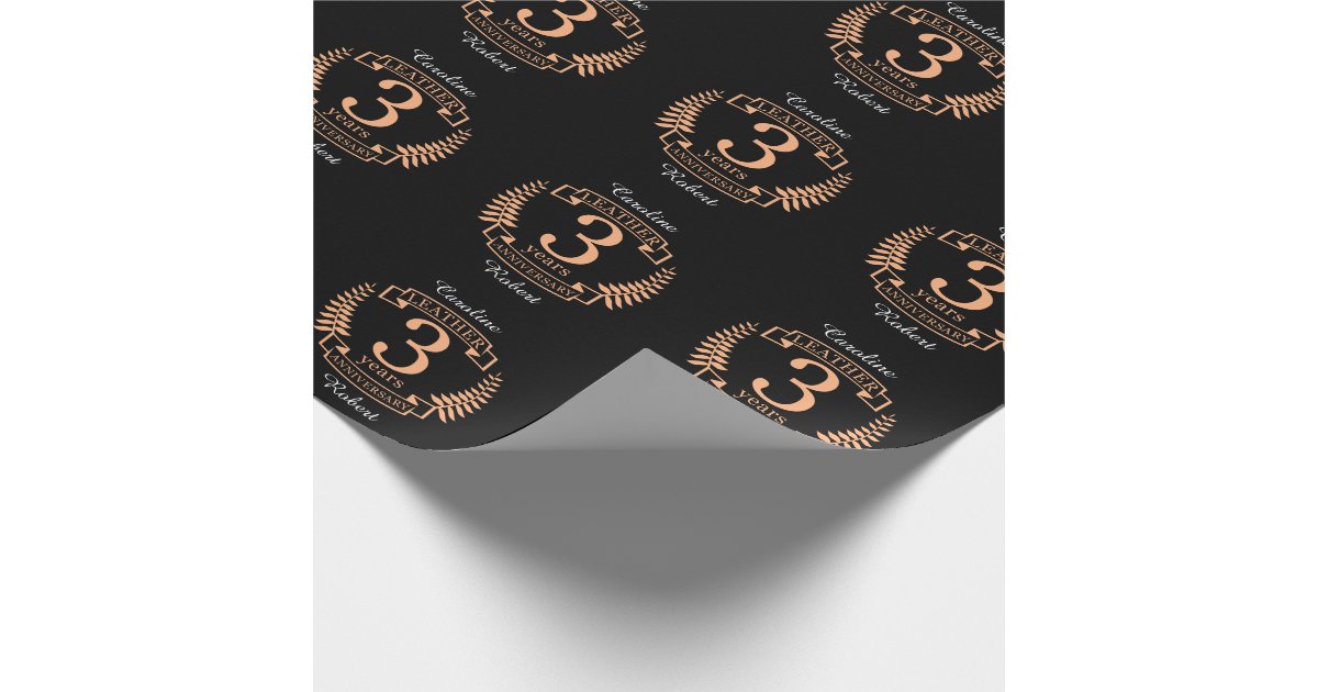 Leather 3 years wedding anniversary wrapping paper | Zazzle