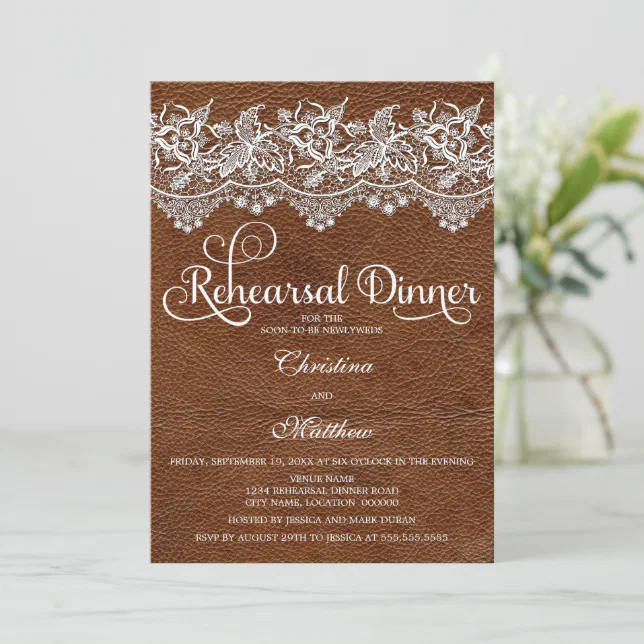Leather and Lace Look Rehearsal Dinner Invitation | Zazzle