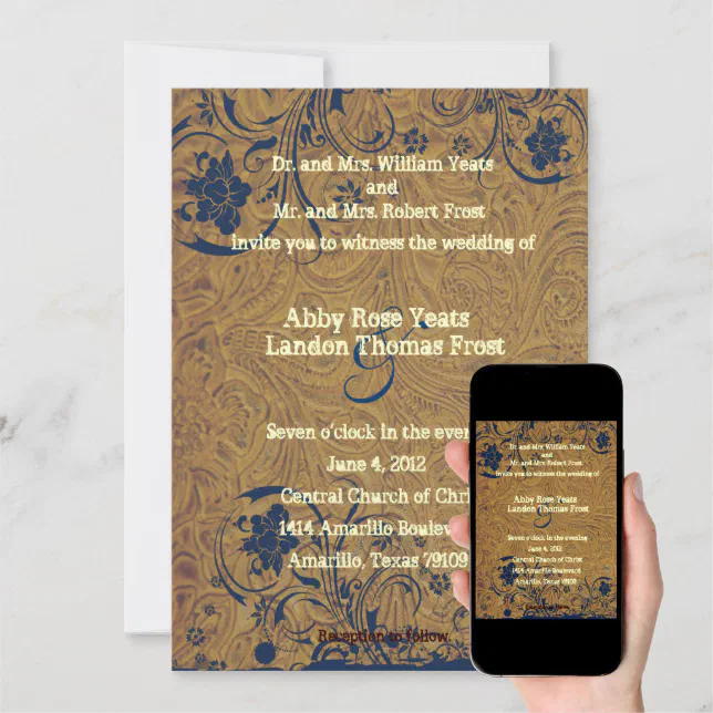 Leather and Lace Wedding Invitation | Zazzle