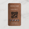 Leather Brown -Social Media QR Code Business Card | Zazzle