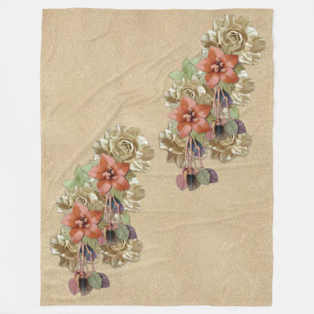Leather Flowers & Suede Texture Art Fleece Blanket | Zazzle