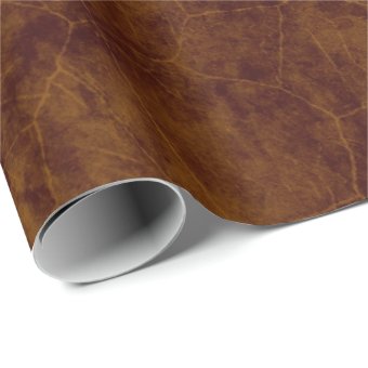 Leather look brown aged pleather wrapping paper | Zazzle
