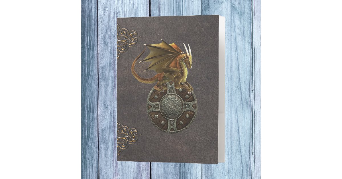 Leather look Dragon Viking Shield Pocket Folder | Zazzle