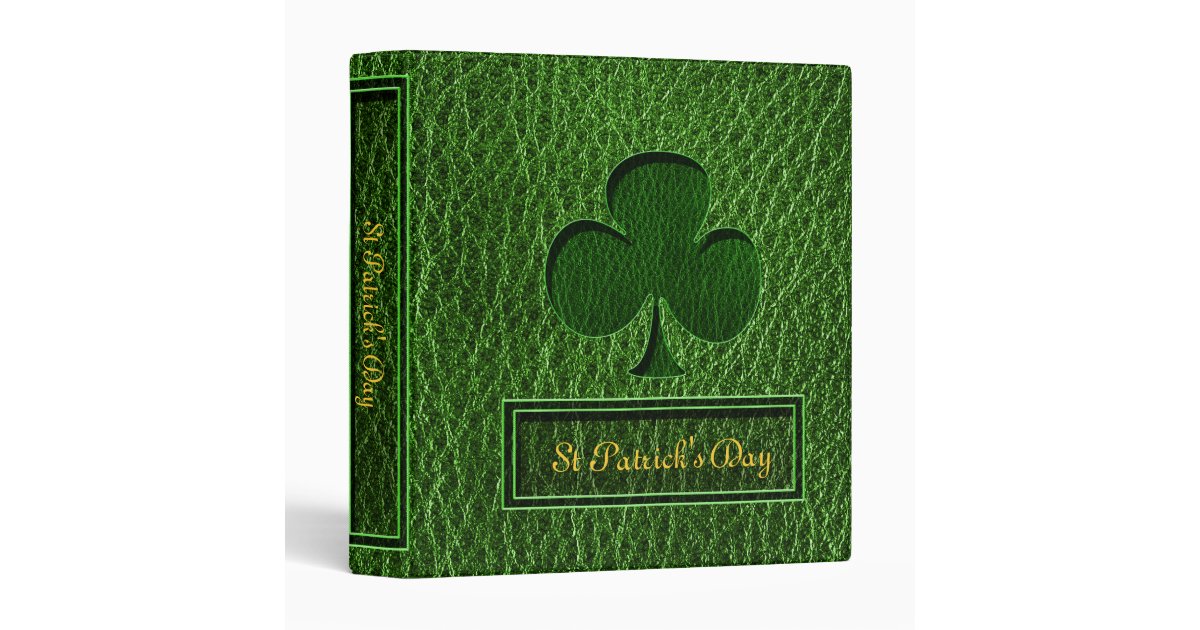 Leather-Look Irish Clover 3 Ring Binder | Zazzle
