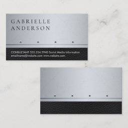 Leather | Metallic Rivets Background | Executive Business Card | Zazzle