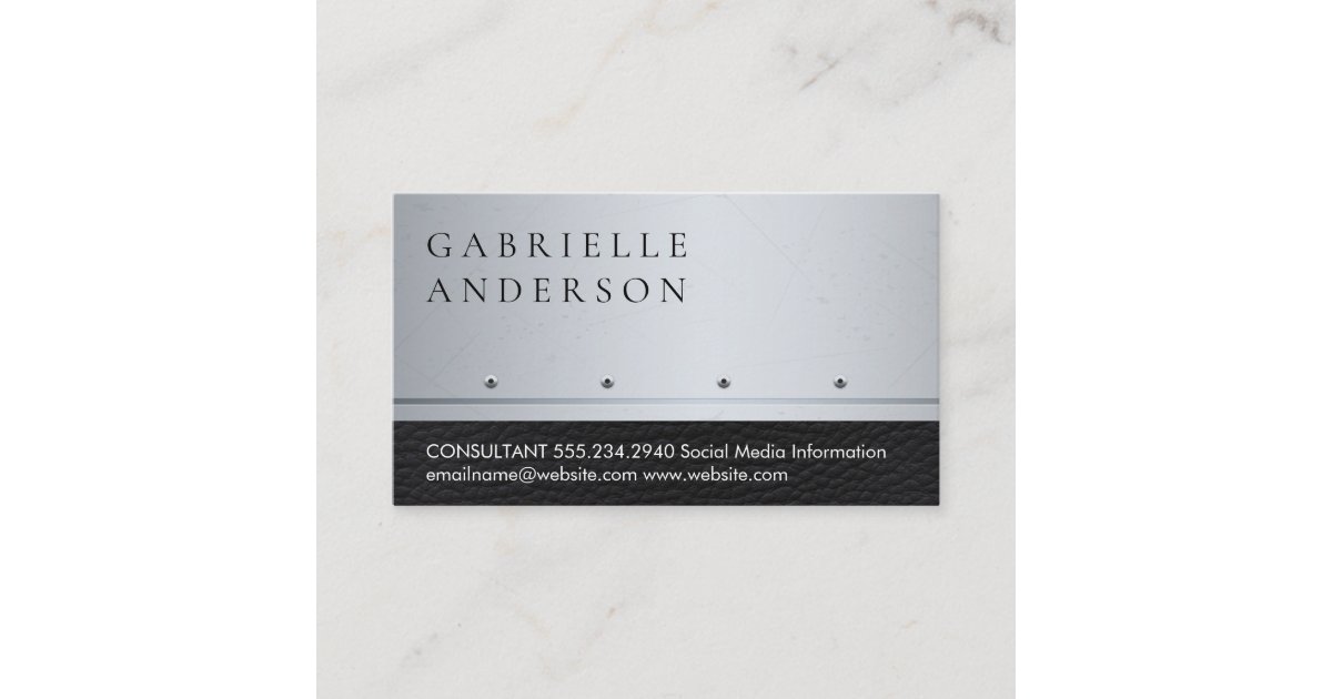 Leather | Metallic Rivets Background | Executive Business Card | Zazzle
