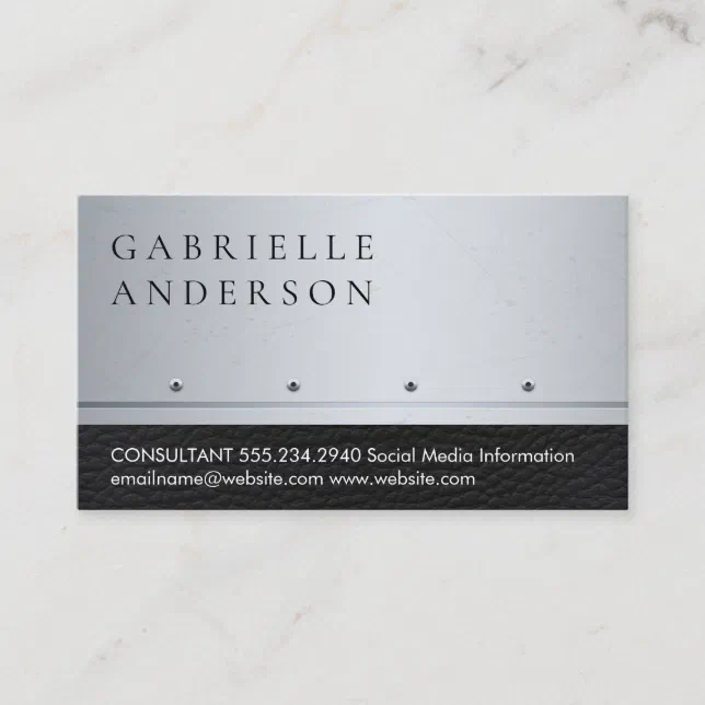 Leather | Metallic Rivets Background | Executive Business Card | Zazzle