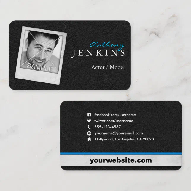 Leather Photo Frame Actor Business Cards | Zazzle