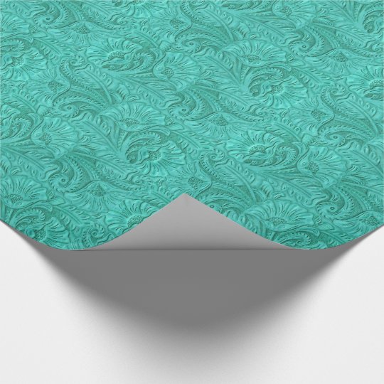 Leather Print Turquoise Western Tooled Leather Wrapping Paper | Zazzle.com