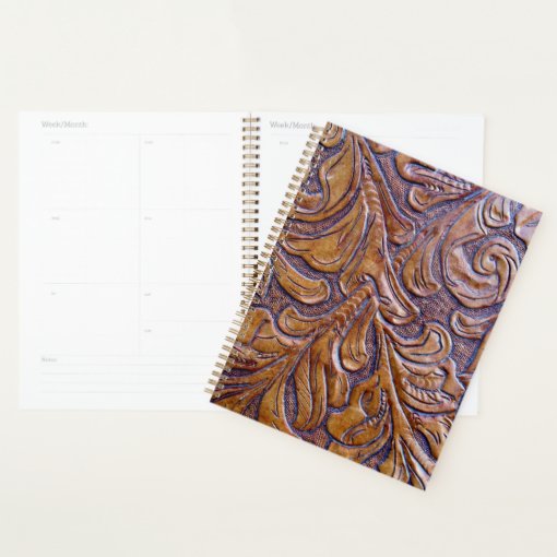 Leather Purse Tan Embossed Planner | Zazzle