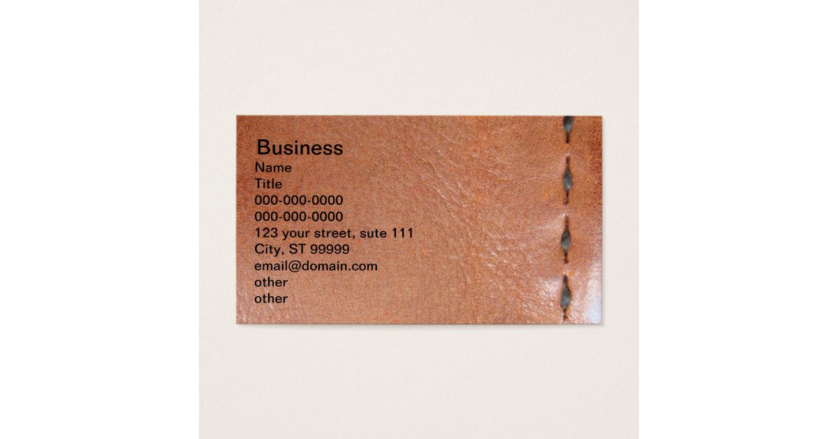 Leather - Stitched Business Card | Zazzle.com
