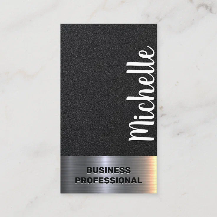Leather Texture | Metal Shine Business Card | Zazzle