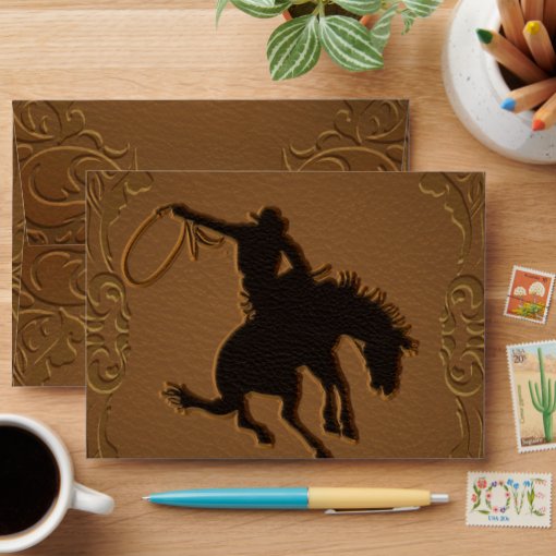 Leather Western Wild West Cowboy Birthday Party Envelope | Zazzle