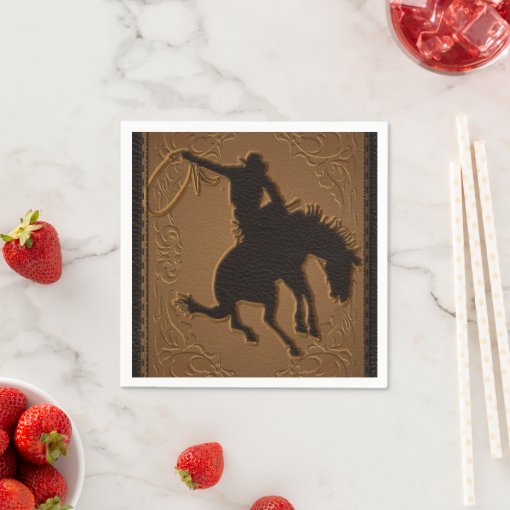 Leather Western Wild West Cowboy Birthday Party Paper Napkins | Zazzle