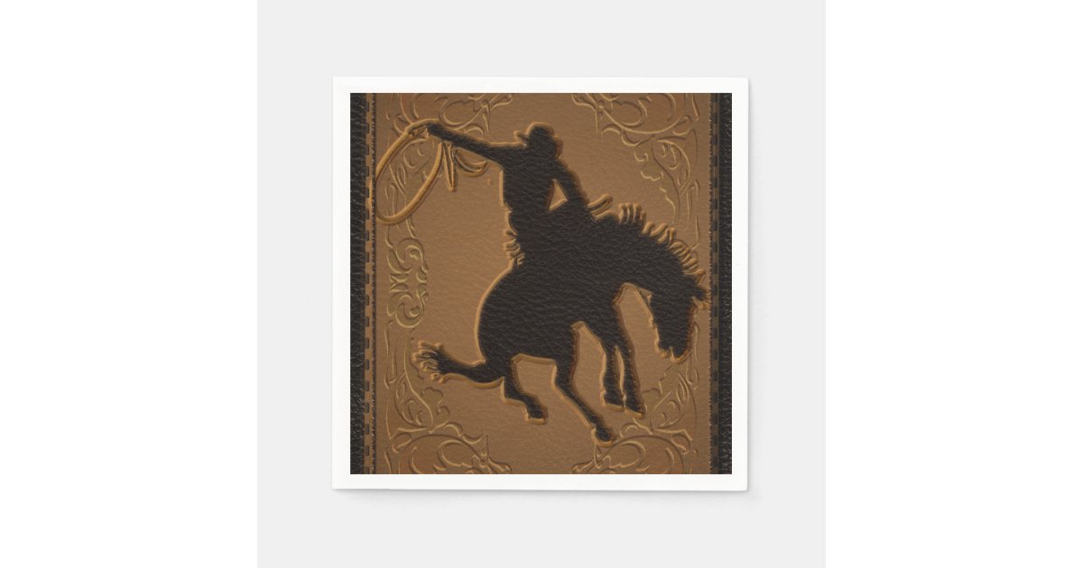 Leather Western Wild West Cowboy Birthday Party Paper Napkins | Zazzle