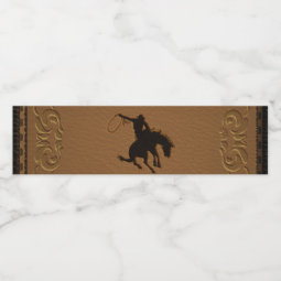 Leather Western Wild West Cowboy Birthday Party Water Bottle Label | Zazzle