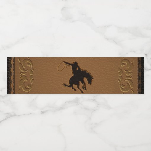 Leather Western Wild West Cowboy Birthday Party Water Bottle Label | Zazzle
