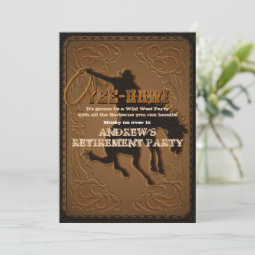 Leather Western Wild West Cowboy Retirement Party Invitation | Zazzle