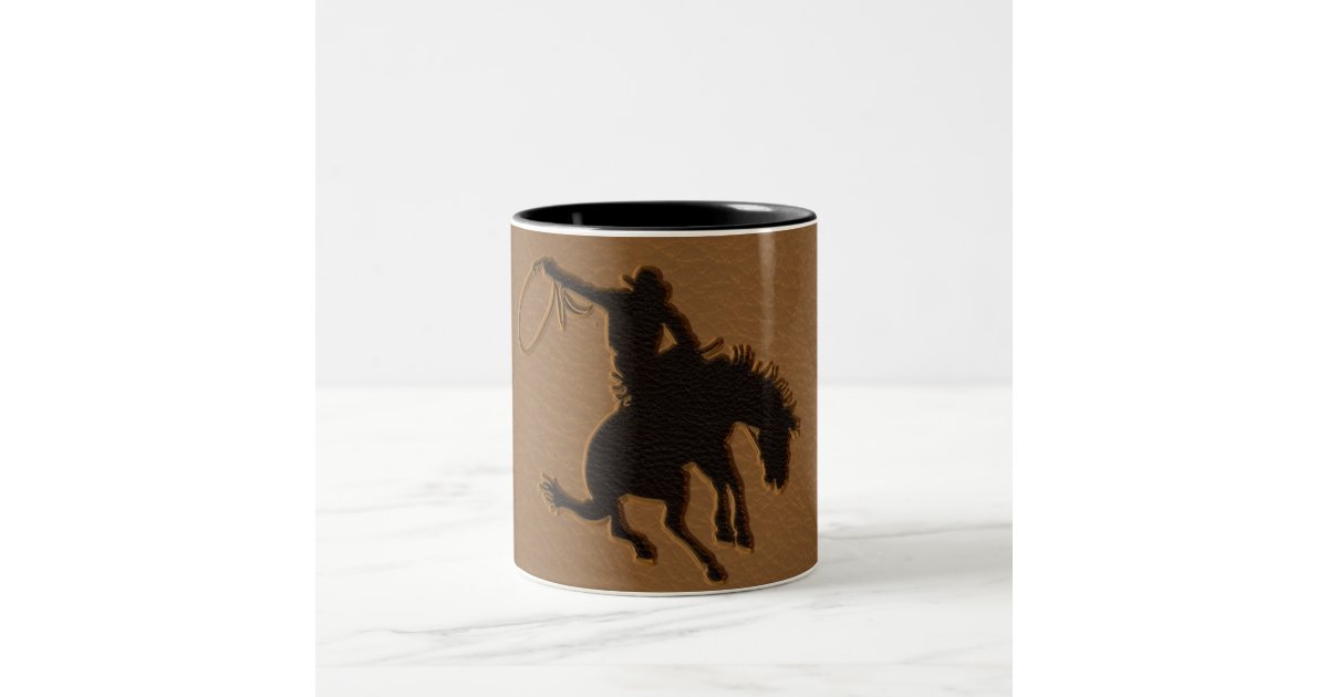 Leather Western Wild West Rustic Country Cowboy Two-Tone Coffee Mug ...