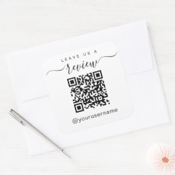 Leave Us A Review Business QR Code Social media Square Sticker | Zazzle