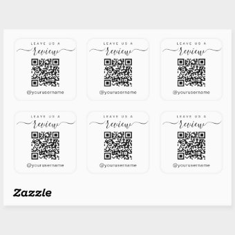 Leave Us A Review Business QR Code Social media Square Sticker | Zazzle