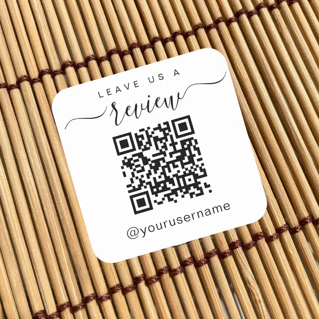 Leave Us A Review Business QR Code Social media Square Sticker | Zazzle