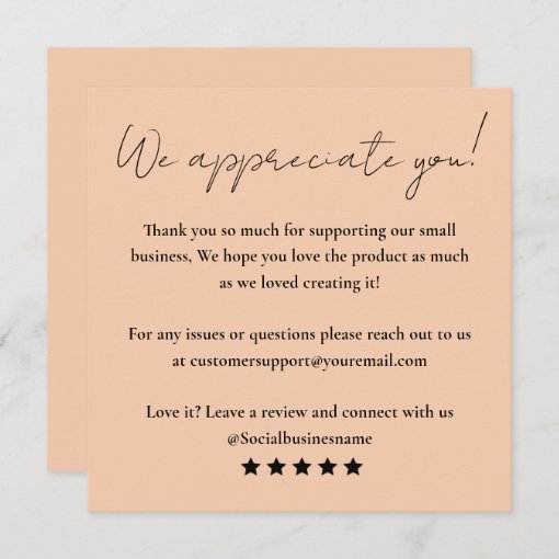 Leave Us A Review Customer Feedback Thank You Card | Zazzle