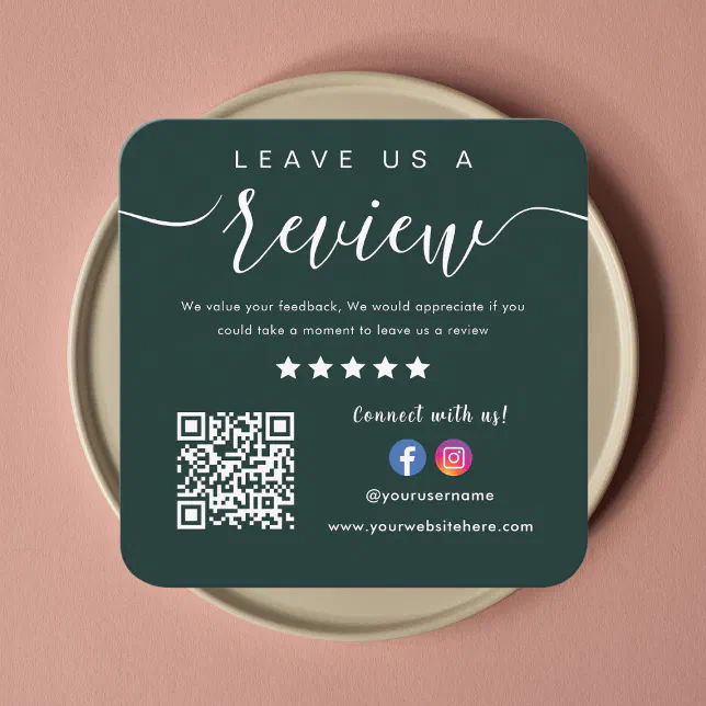 Leave Us A Review Facebook Instagram Logo Qr Code Enclosure Card | Zazzle