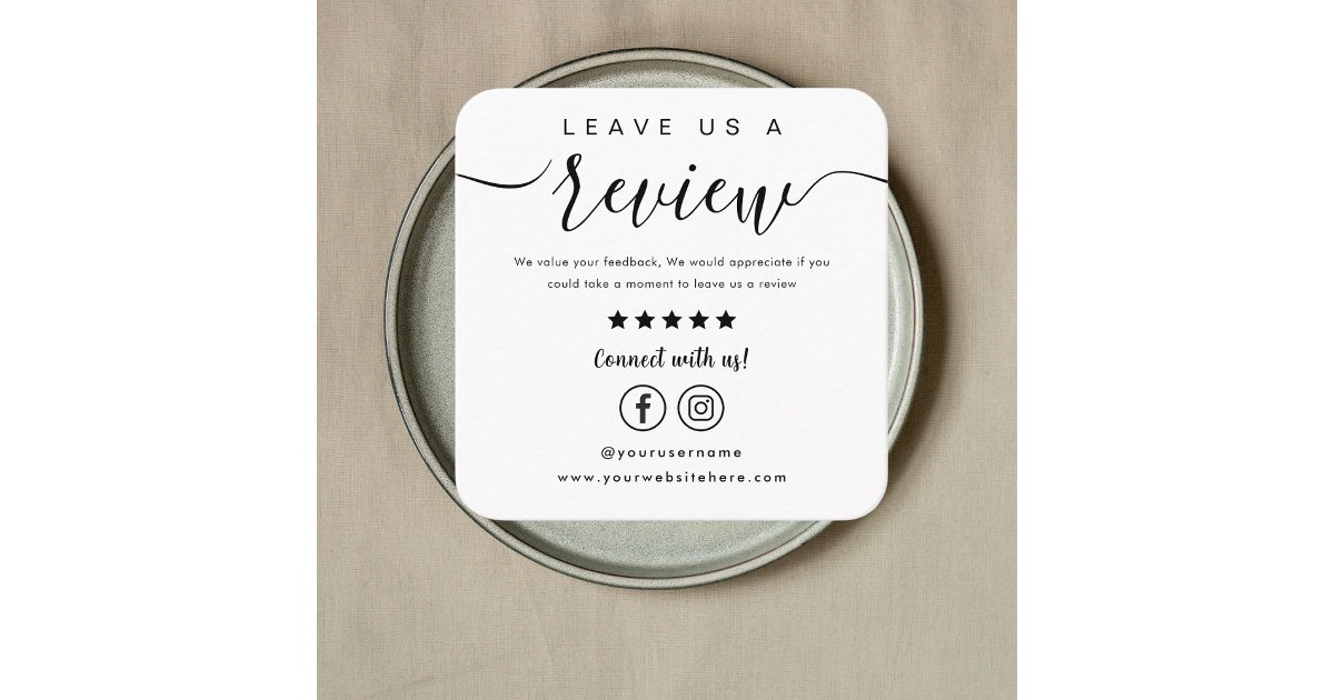 Leave Us A Review Facebook Instagram Logo White Square Business Card ...
