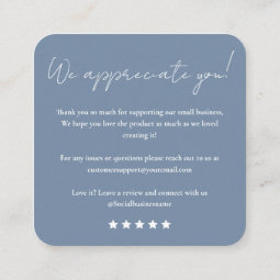 Leave Us A Review Handmade With Love Periwinkle Square Business Card ...