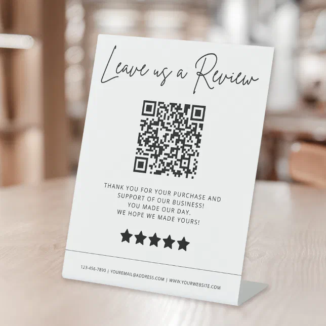 Leave Us A Review QR Code Business Pedestal Sign | Zazzle