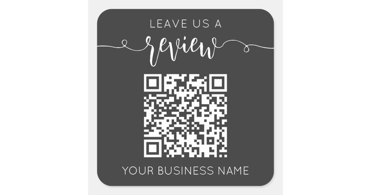 Leave Us A Review Qr Code Gray Chic Modern Minimal Square Sticker | Zazzle